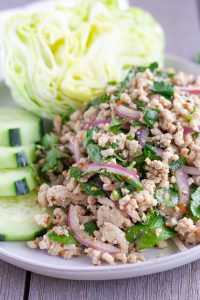 Laab Gai- Thai Ground Chicken Salad | Thai Main Dishes | ThaiCaliente.com